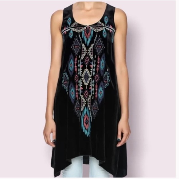 Johnny Was | Dresses | Johnny Was Aztec Aveza Tunic Dress Velvet Silk ...